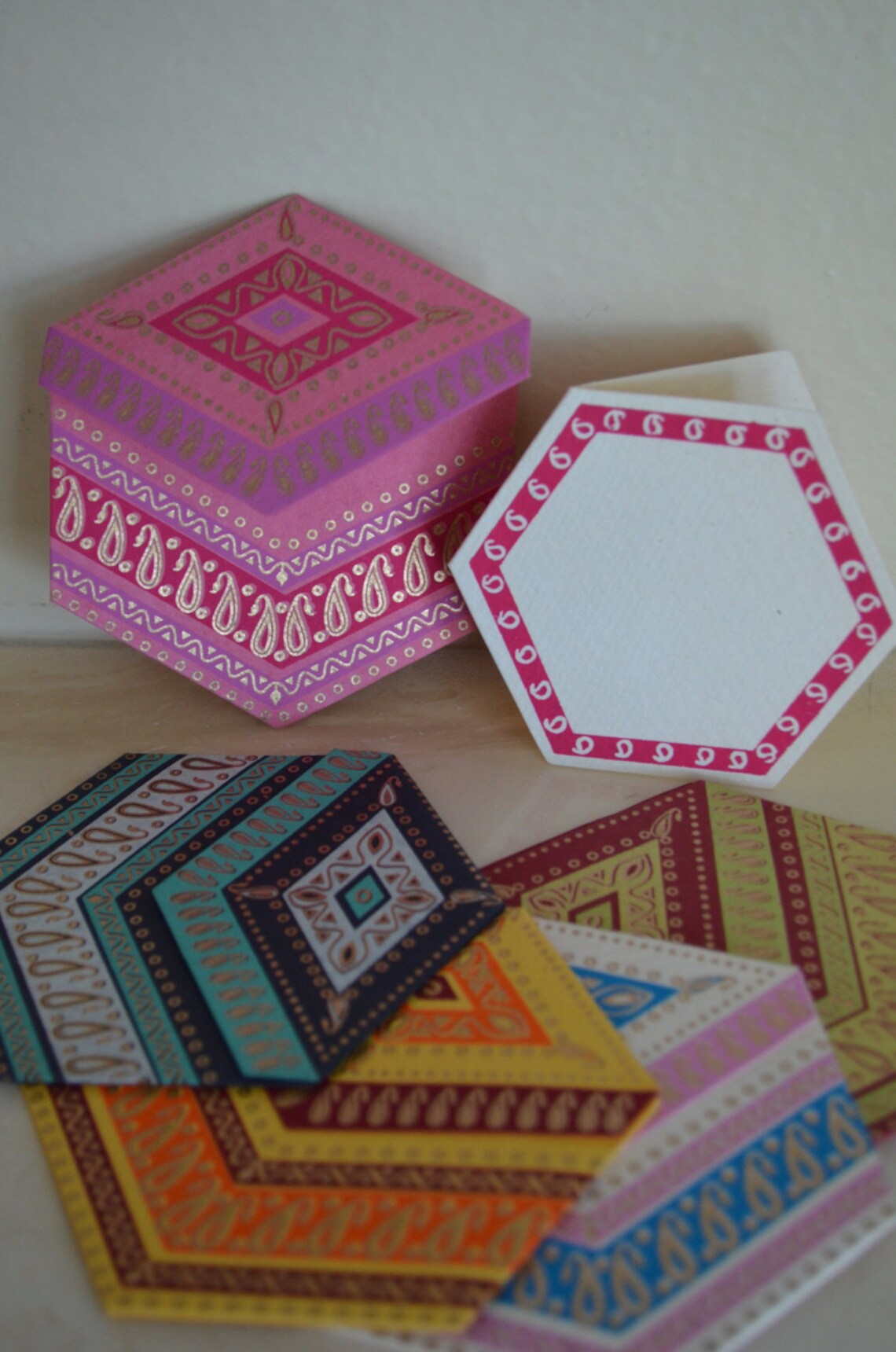 5 Hexagon Greeting Cards With Envelopes Holiday Gift | Etsy