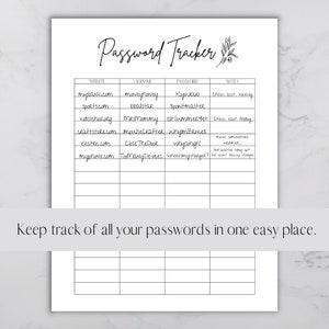Password Tracker Printable | Password Organizer | Password Log ...