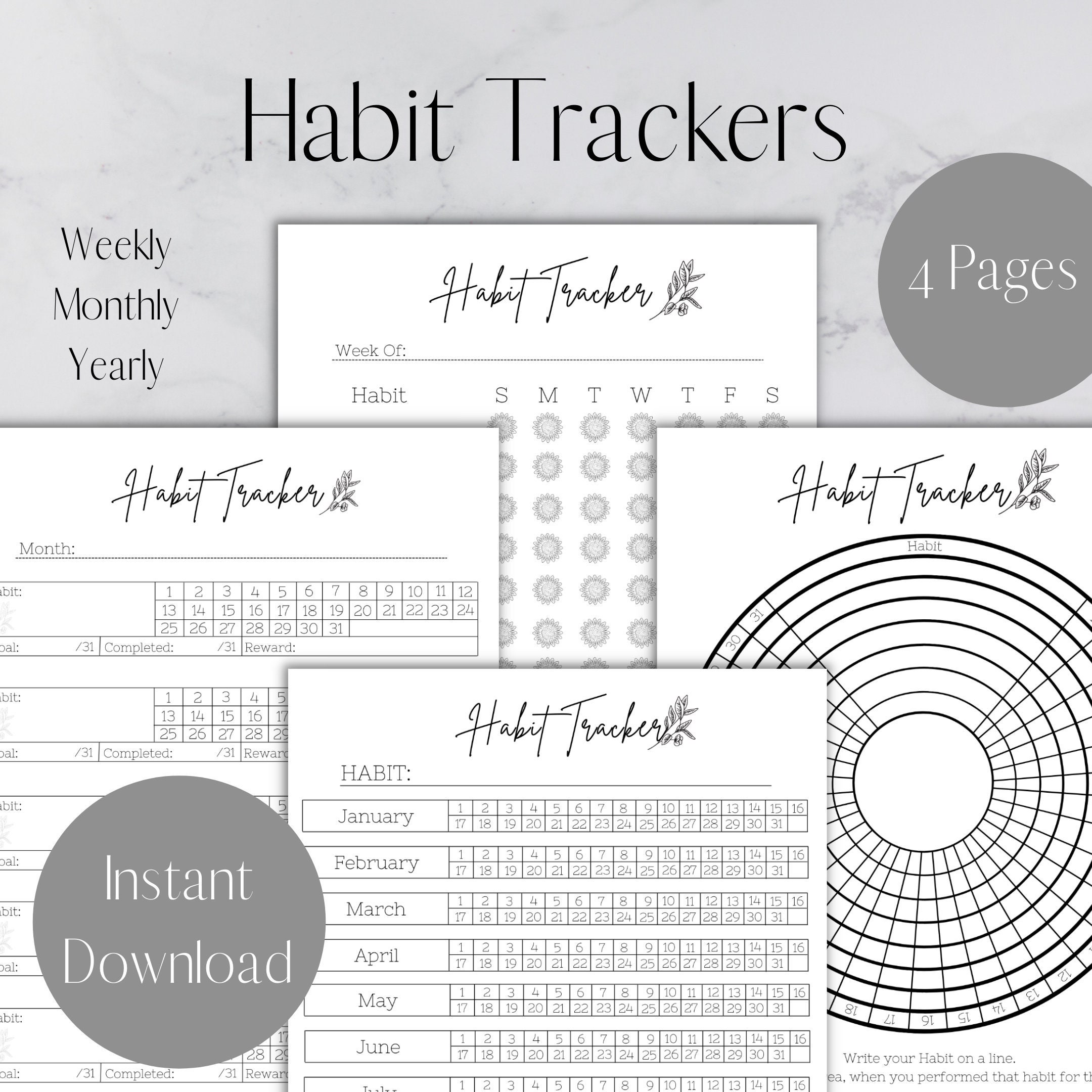 Daily Habit Tracker Printable Routine Tracking Habits Goal | Etsy