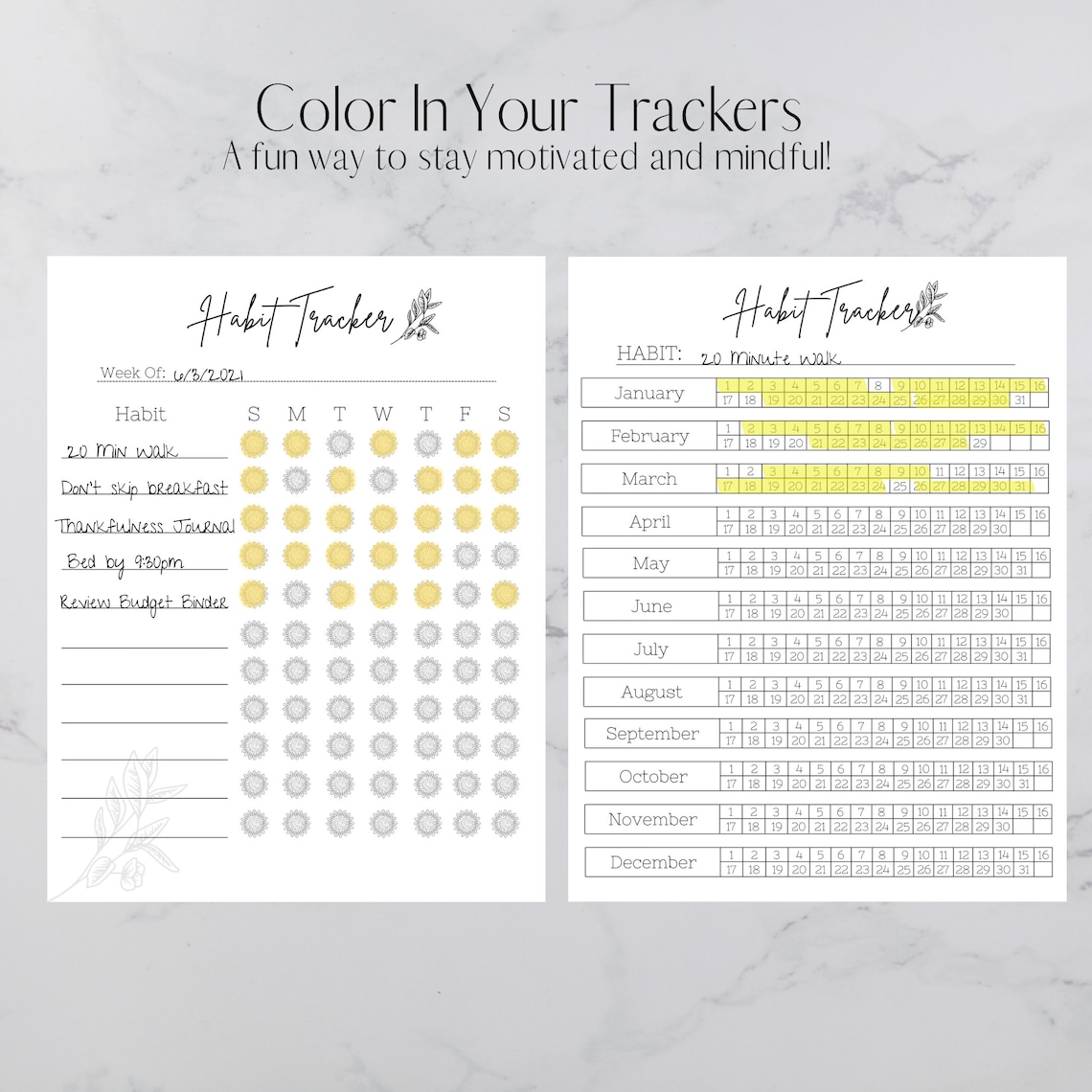 Daily Habit Tracker Printable Routine Tracking Habits Goal | Etsy