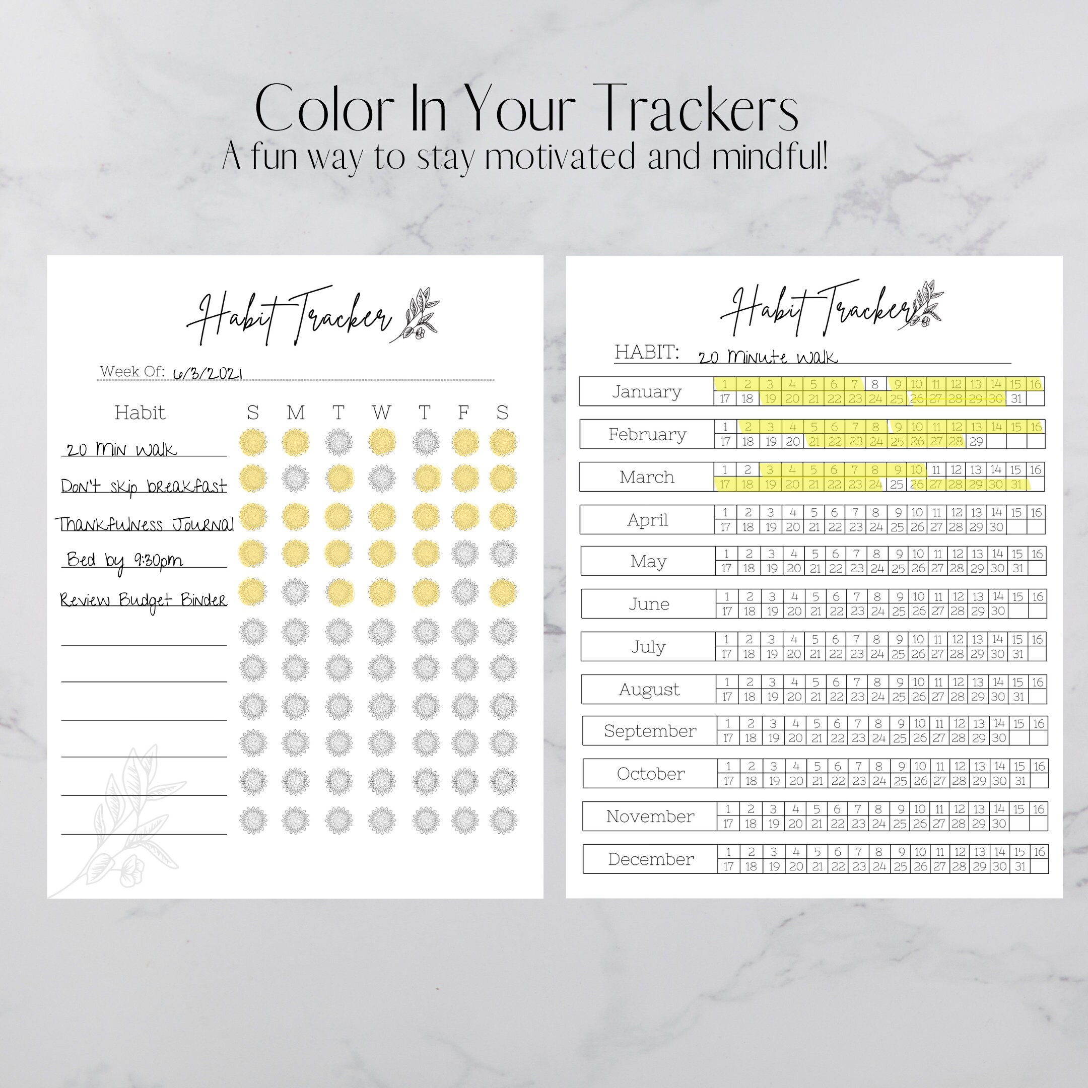 Daily Habit Tracker Printable Routine Tracking Habits Goal | Etsy