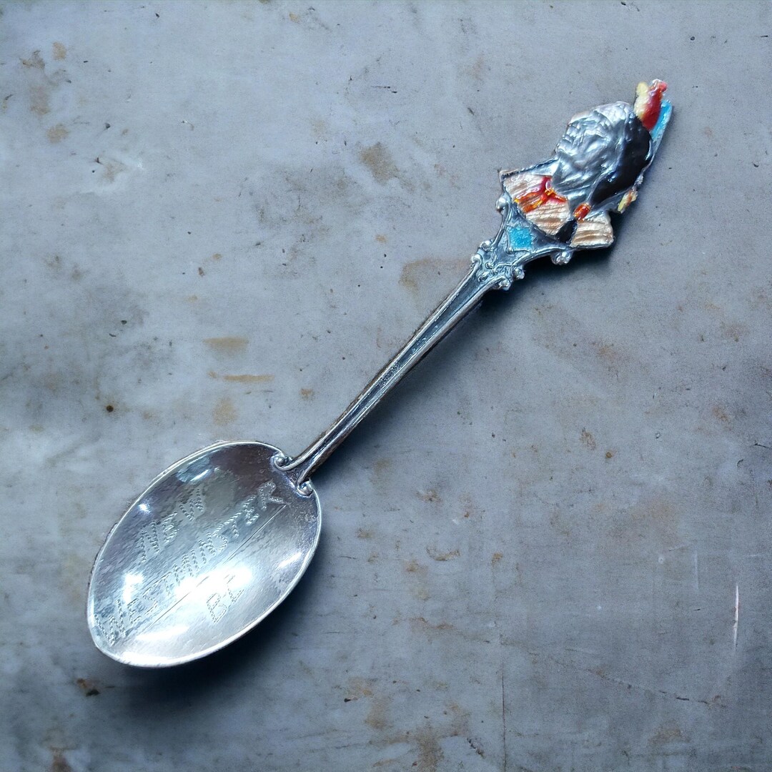 Vintage 1920s, Sterling Silver, Enamel, Native American, Indian Chief ...