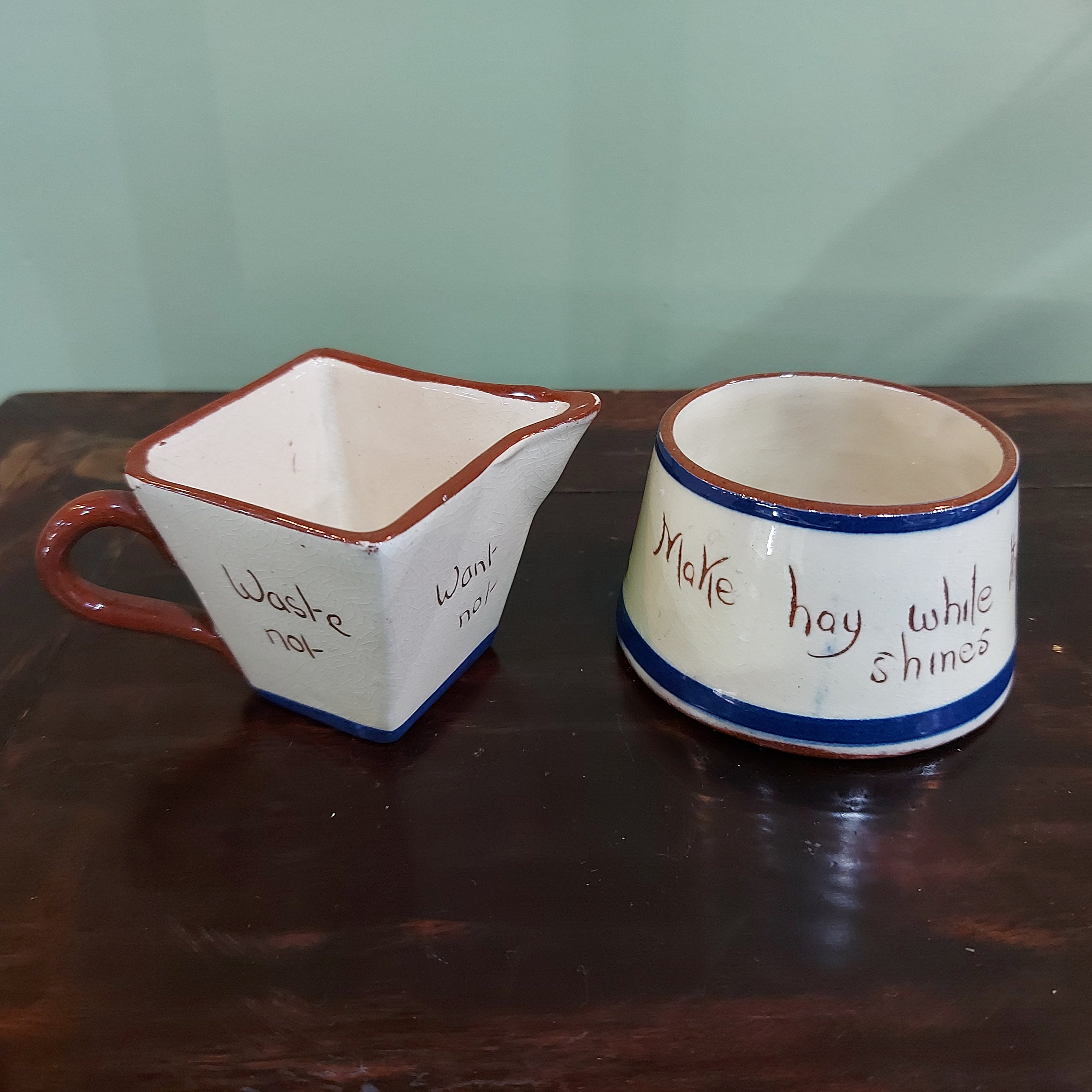 Vintage, 1930s, Torquay Pottery, Motto Ware, Creamer and Sugar Bowl Set ...