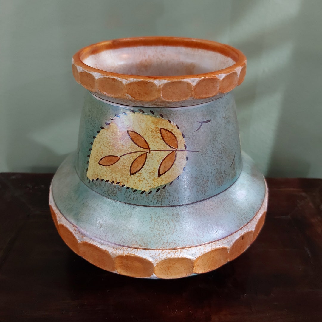 Vintage Deco Burleigh Ware England Art Pottery Vase Leaf Motif ...