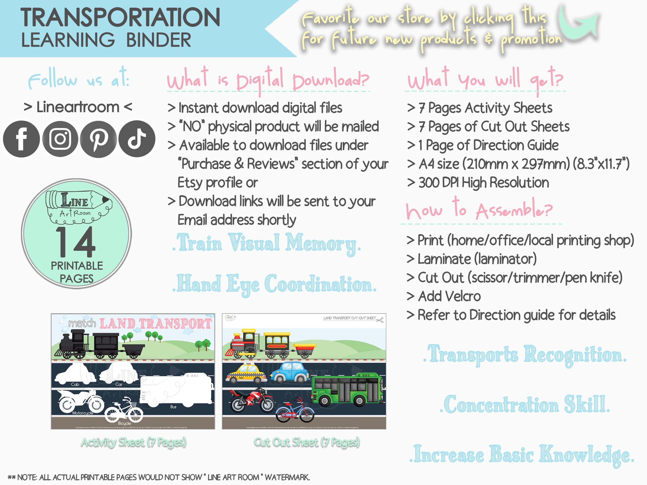 Transportation Learning Binder as Downloadable Toddler Activities ...