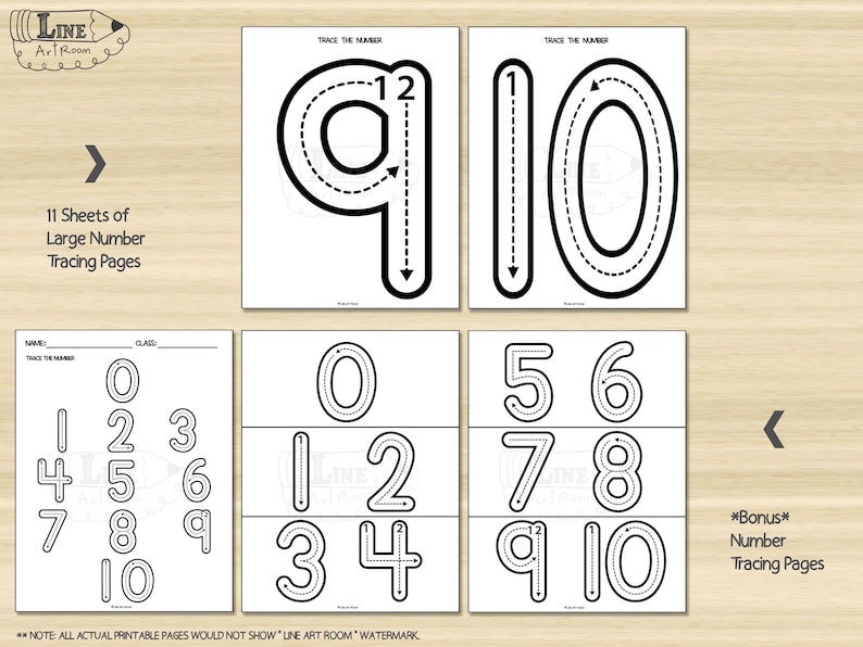 11 Large Outline Numbers Tracing Activities Worksheets for Kids, Learn ...