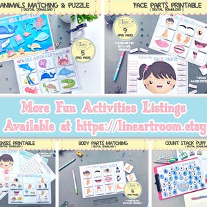 Five Senses Sorting Activity Cards. Body Puzzle. Body Parts Busy Book ...