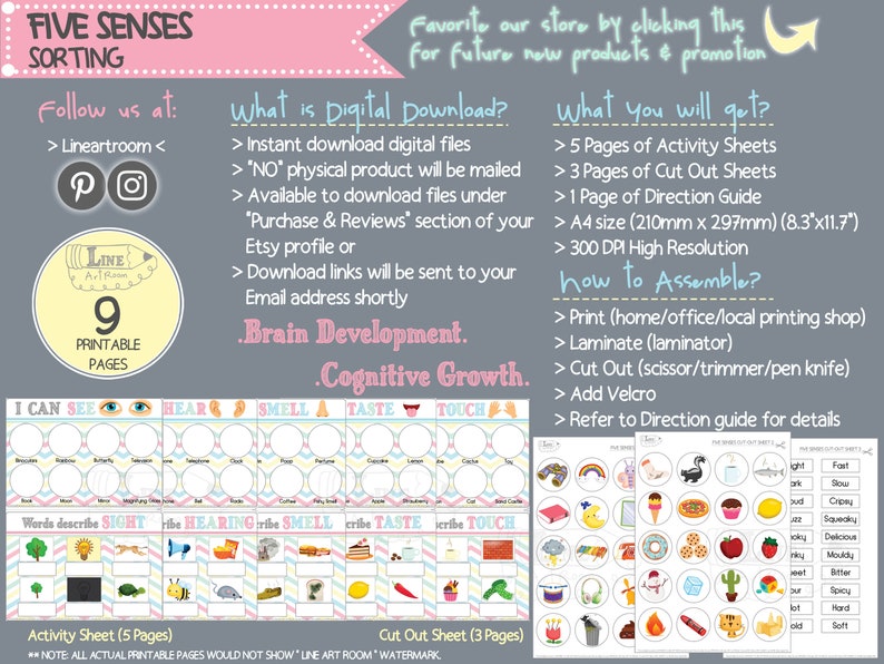 Five Senses Sorting Activity Cards. Body Puzzle. Body Parts - Etsy