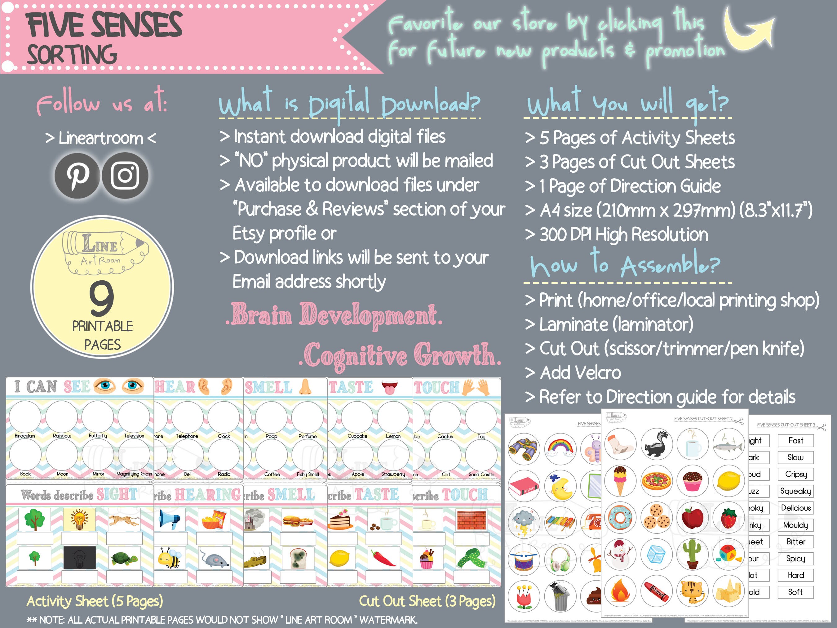 Five Senses Sorting Activity Cards. Body Puzzle. Body Parts - Etsy