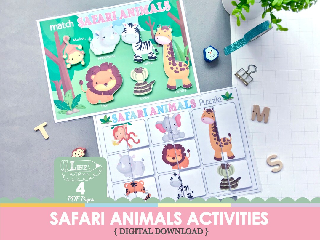 Safari Animals Habitat Preschool Matching as Kids Activity. Animal ...