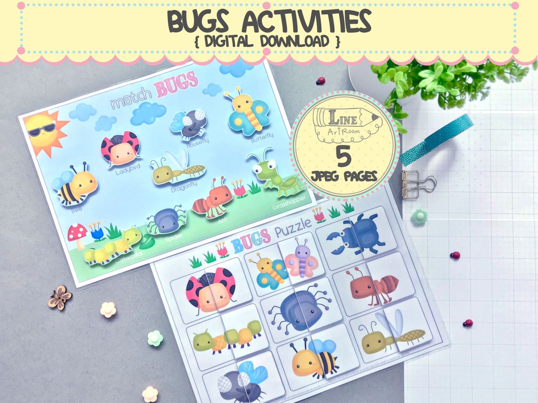 Bugs Preschool Matching & Picture Puzzle. Animal Puzzle - Etsy