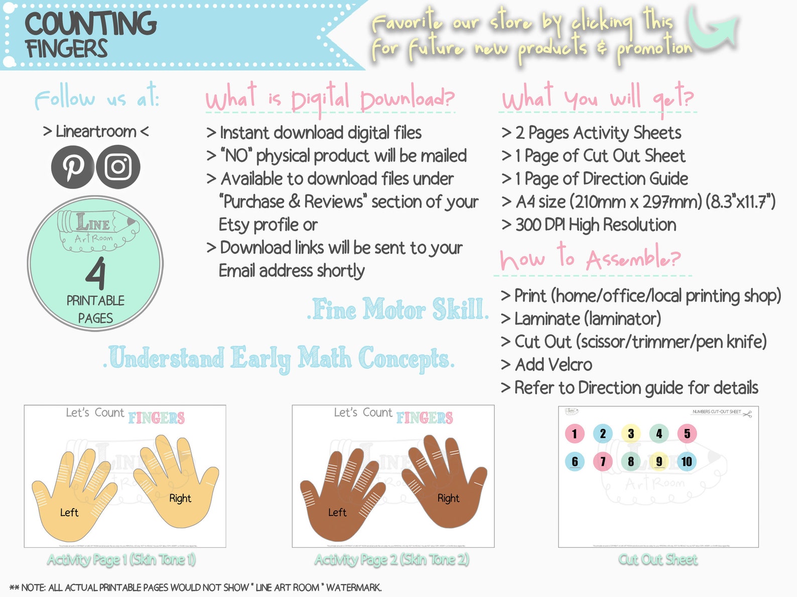 Counting Fingers Number Matching Printable Toddler Activity | Etsy