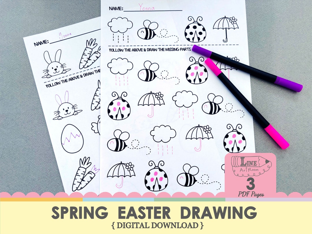 Observe & Draw Missing Parts of Spring Easter Element is Fun Seasonal ...