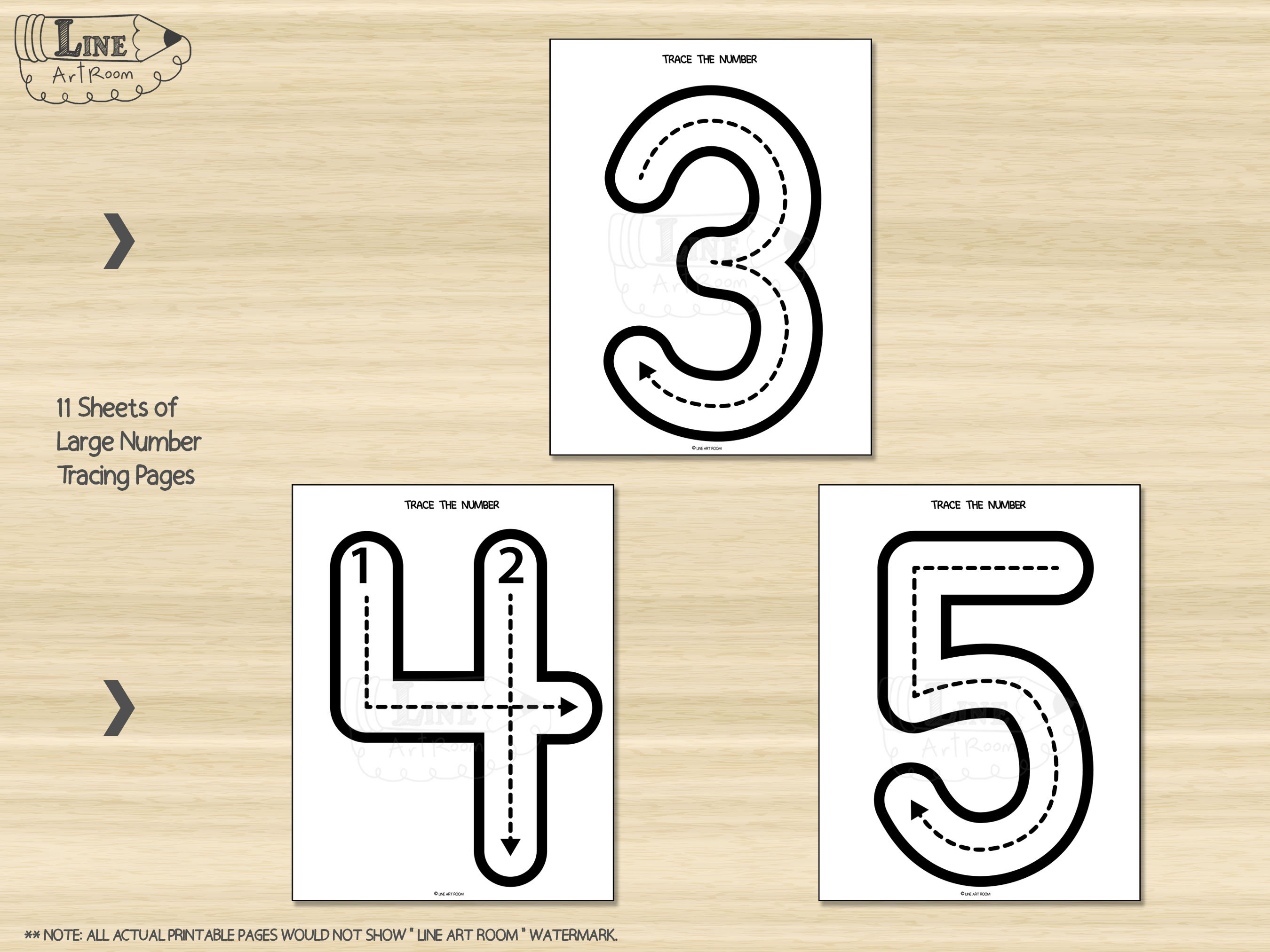 11 Large Outline Numbers Tracing Activities Worksheets for Kids, Learn ...