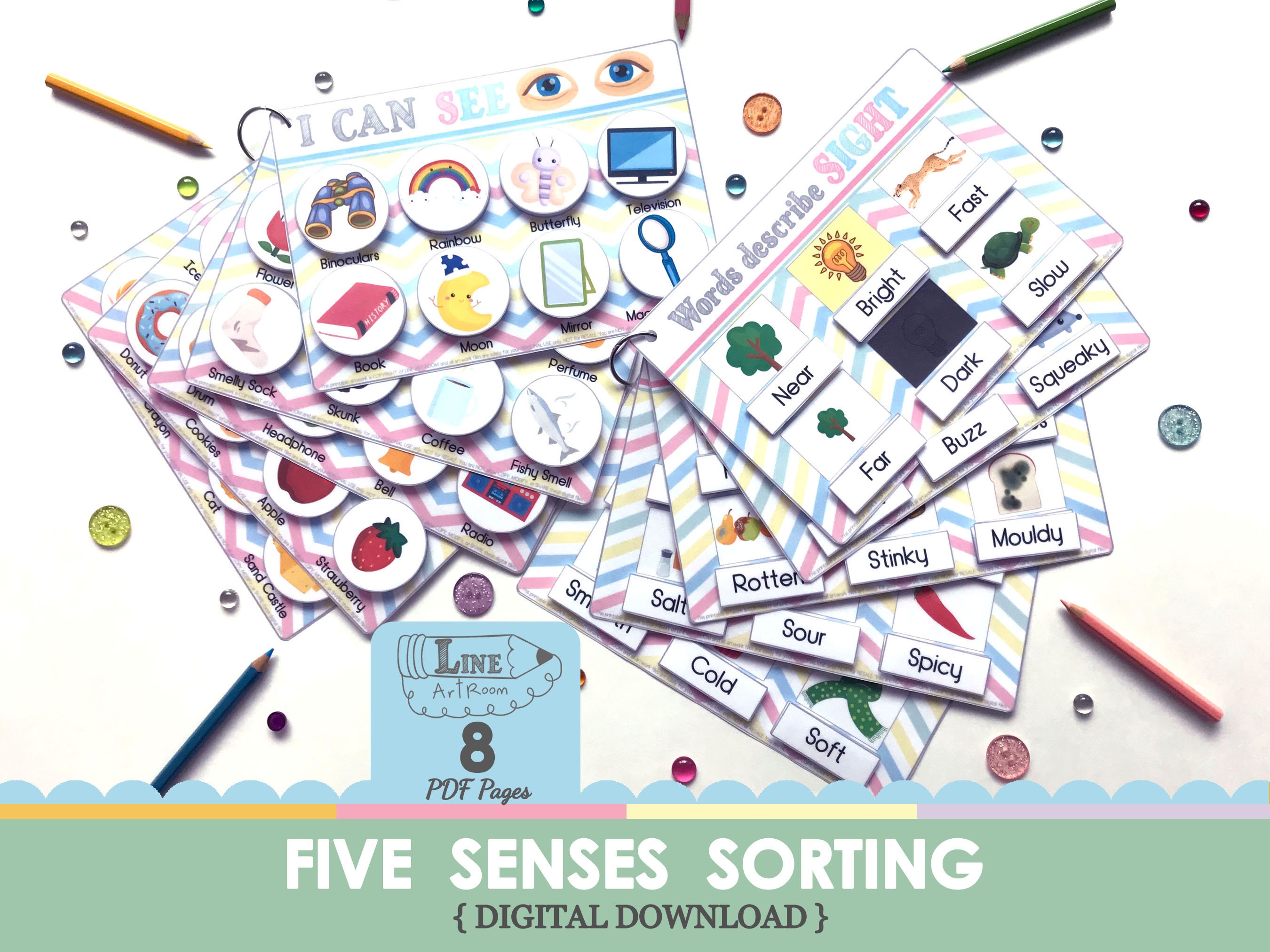 Five Senses Sorting Activity Cards. Body Puzzle. Body Parts Busy Book ...