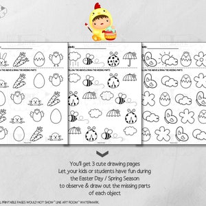 Observe & Draw Missing Parts of Spring Easter Element is Fun Seasonal ...