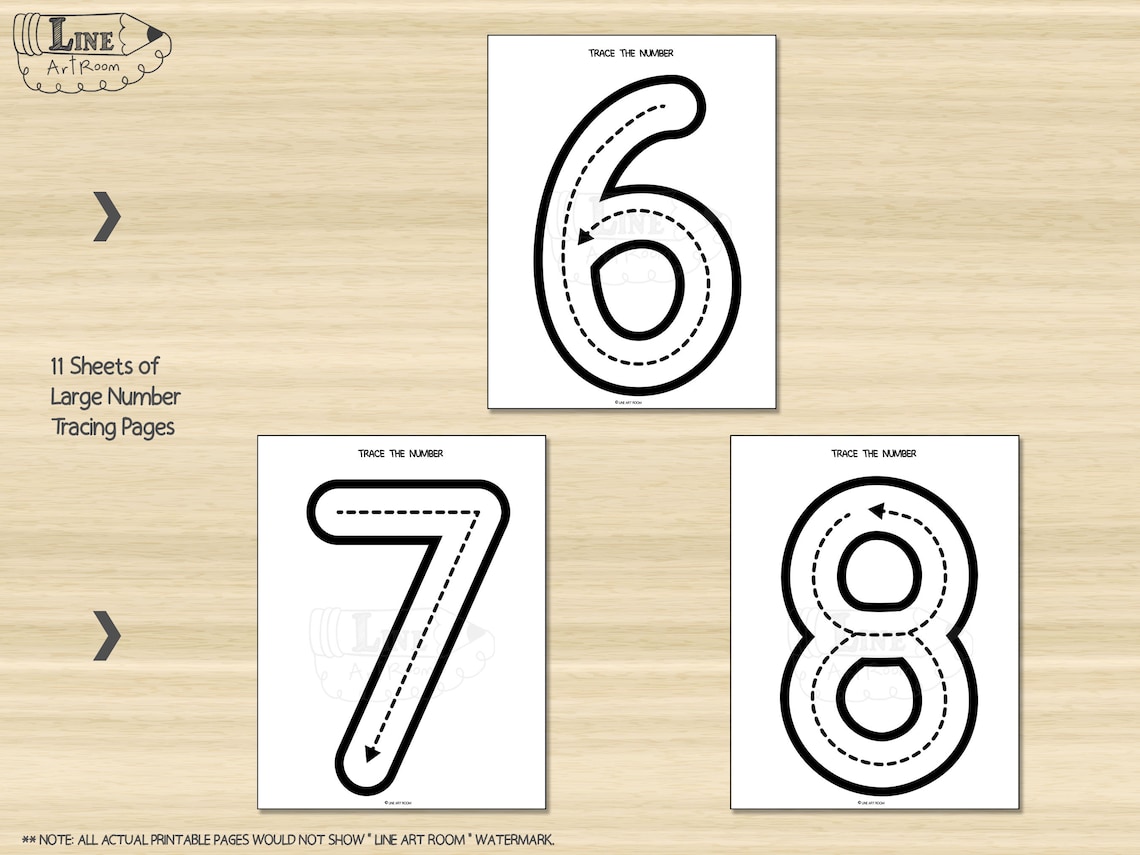 11 Large Outline Numbers Tracing Activities Worksheets for Kids, Learn ...