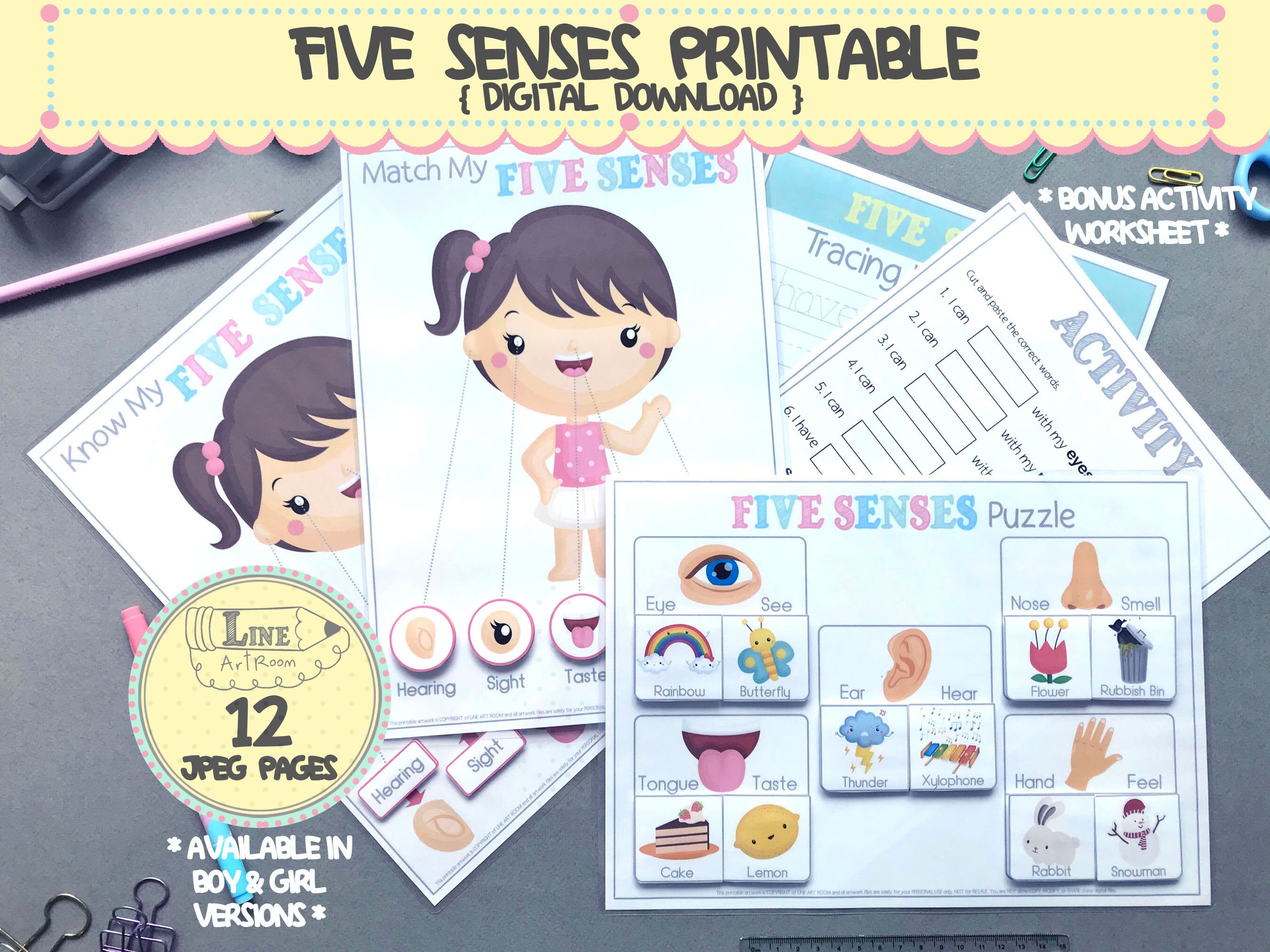 Five Senses Printables as Downloadable Toddler Activities. - Etsy Singapore