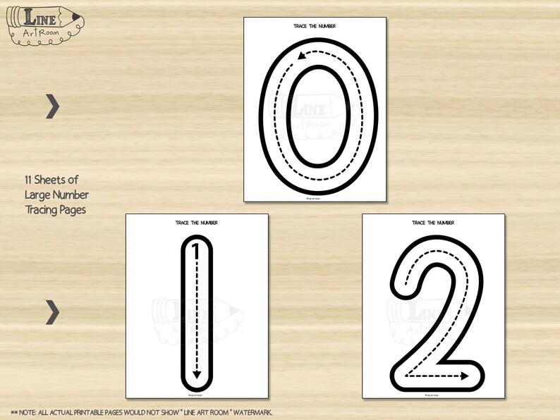 11 Large Outline Numbers Tracing Activities Worksheets for Kids, Learn ...