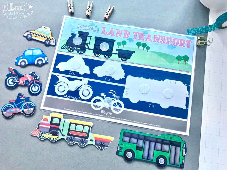 Land Transport Matching & Busy Puzzle. Downloadable Toddler Activities ...