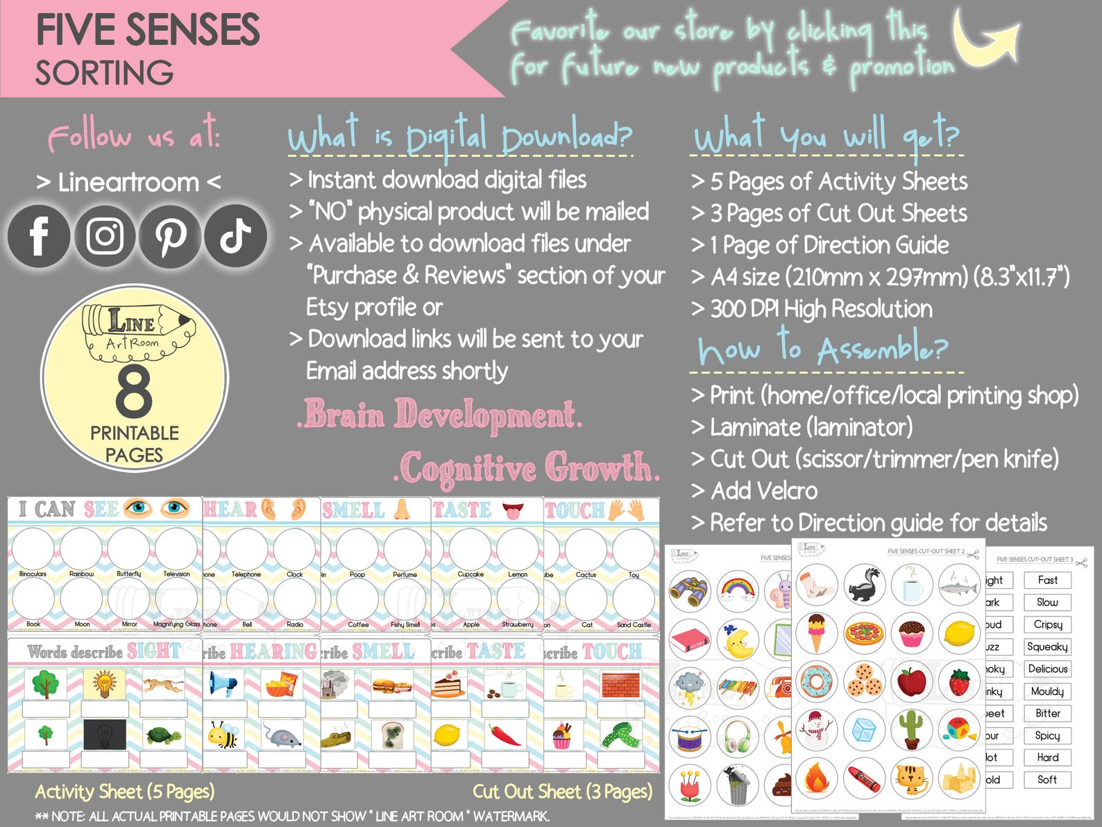 Five Senses Sorting Activity Cards. Body Puzzle. Body Parts Busy Book ...