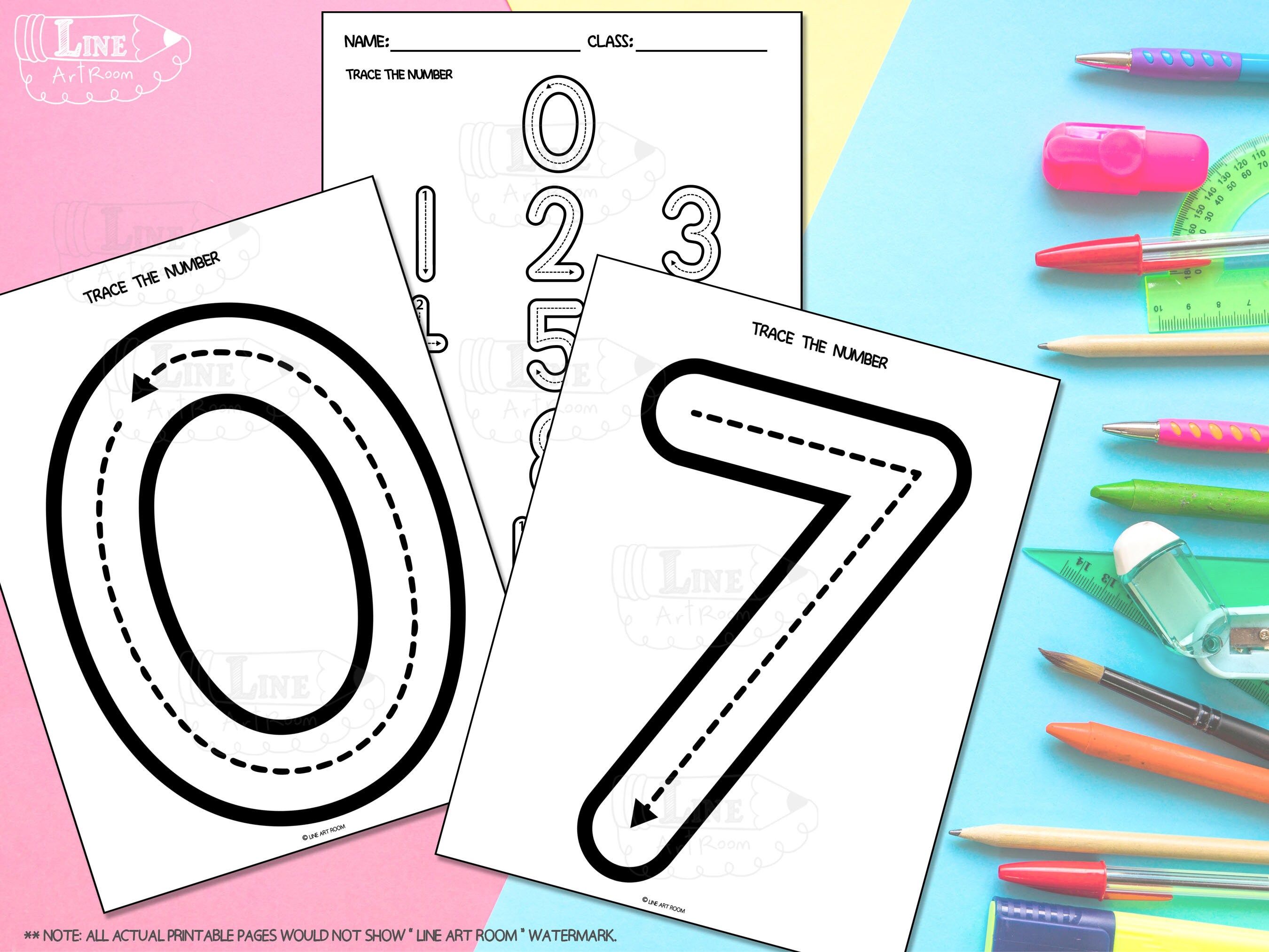 11 Large Outline Numbers Tracing Activities Worksheets for Kids, Learn ...