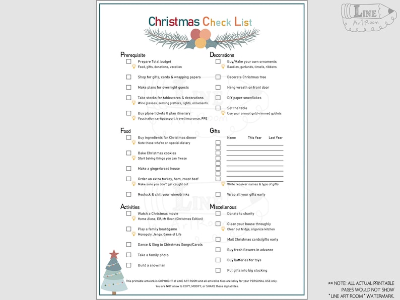 Christmas Checklist Printable to Organize Track & Follow. - Etsy