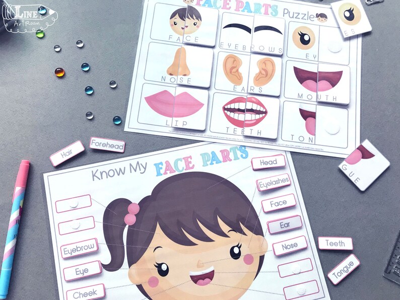 Face Parts Activities for Kids. Facial Features Quiet Book. Body Parts ...