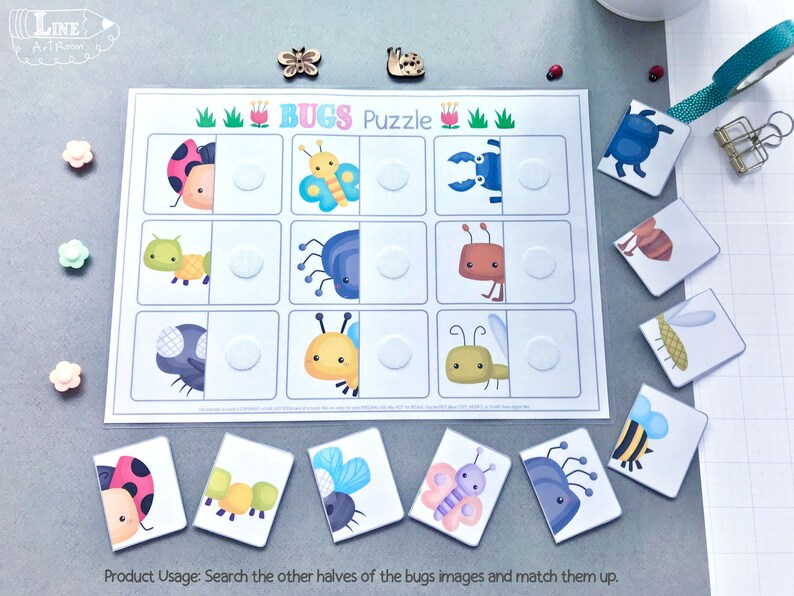 Bugs Preschool Matching & Picture Puzzle. Animal Puzzle - Etsy