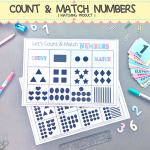 Counting Fingers Number Matching Printable Toddler Activity - Etsy