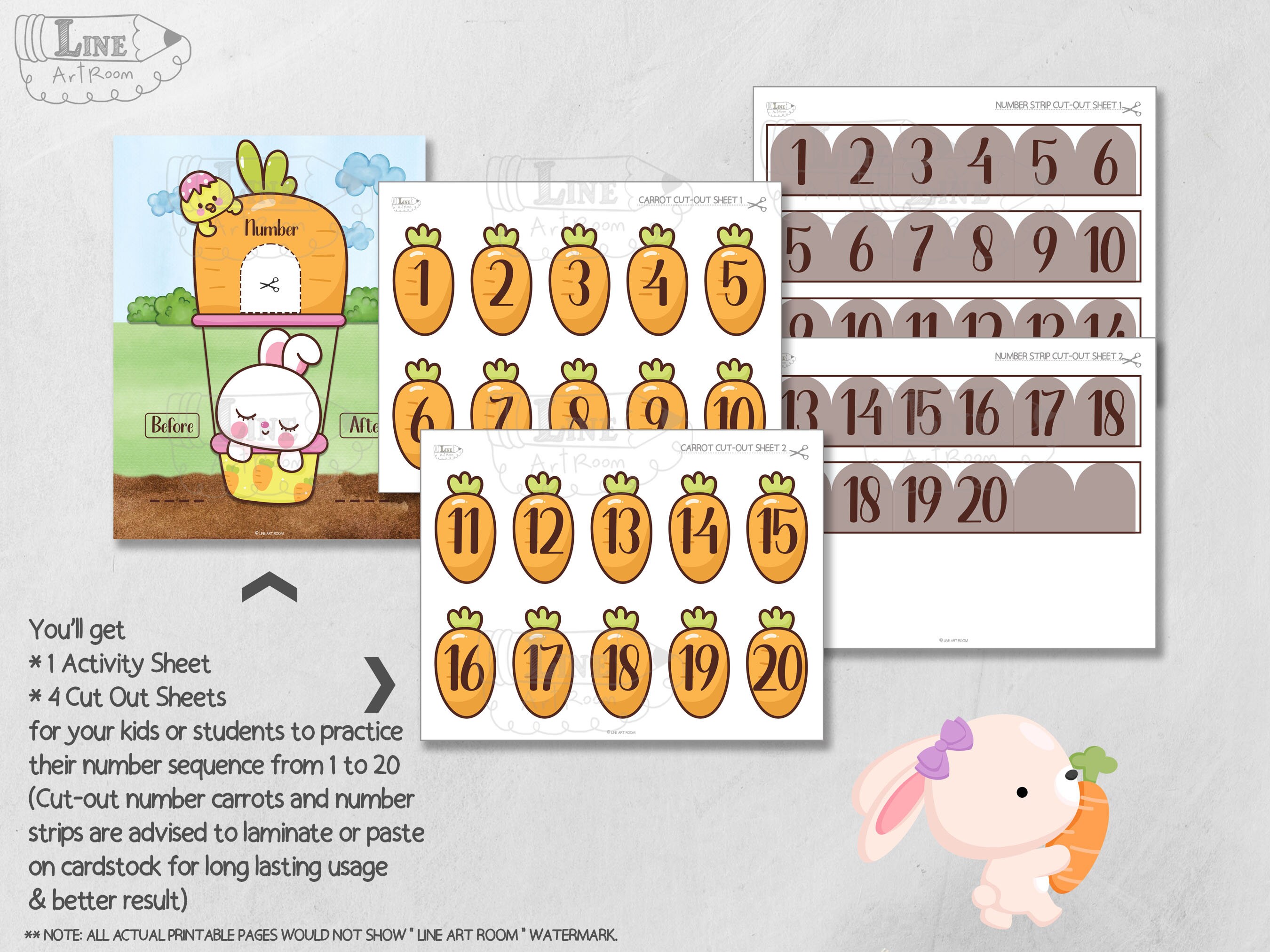 Bunny Theme Preschool Number Sequence Spring Activity for Kids. Number ...