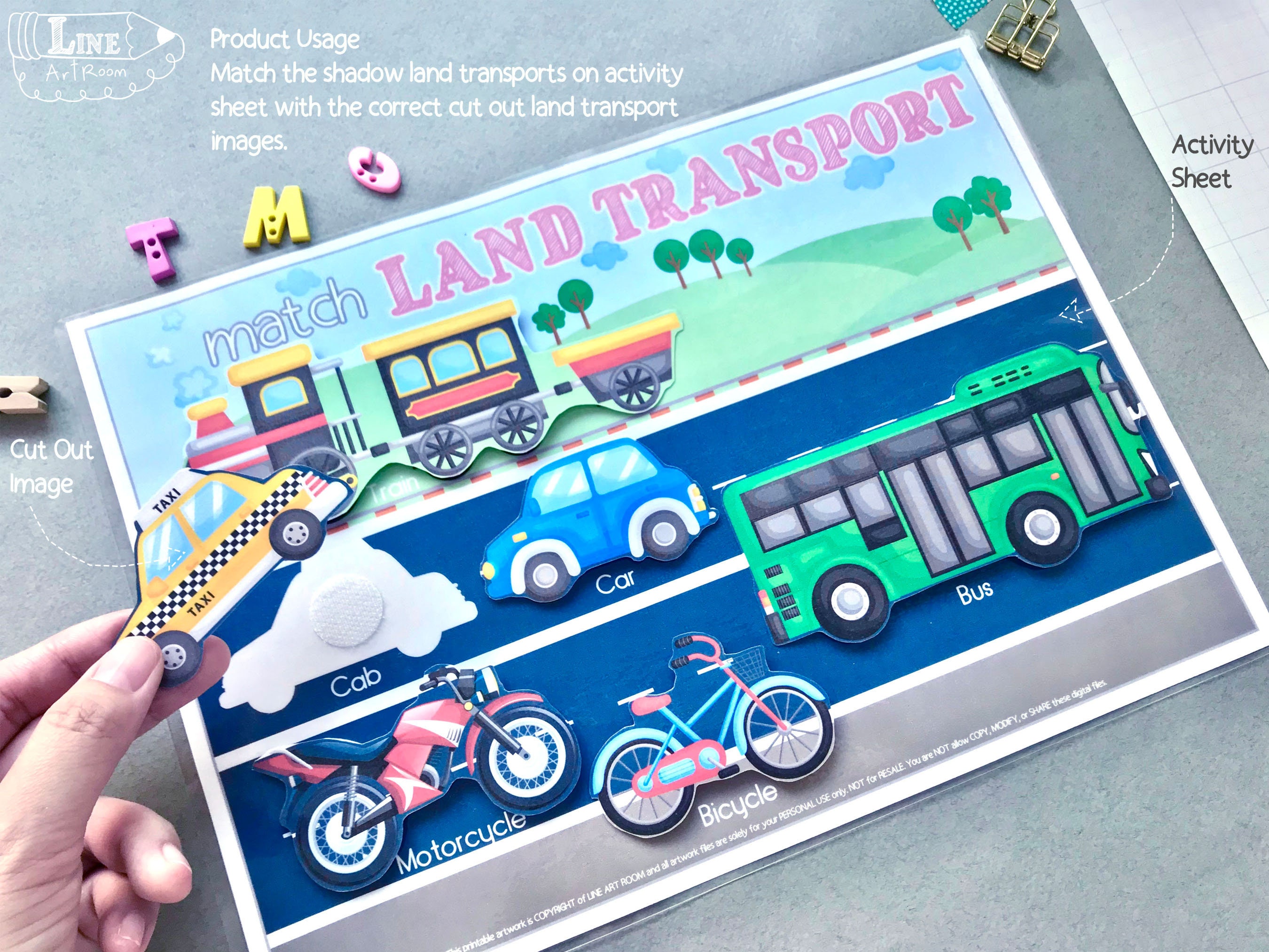Land Transport Matching & Busy Puzzle. Downloadable Toddler Activities ...