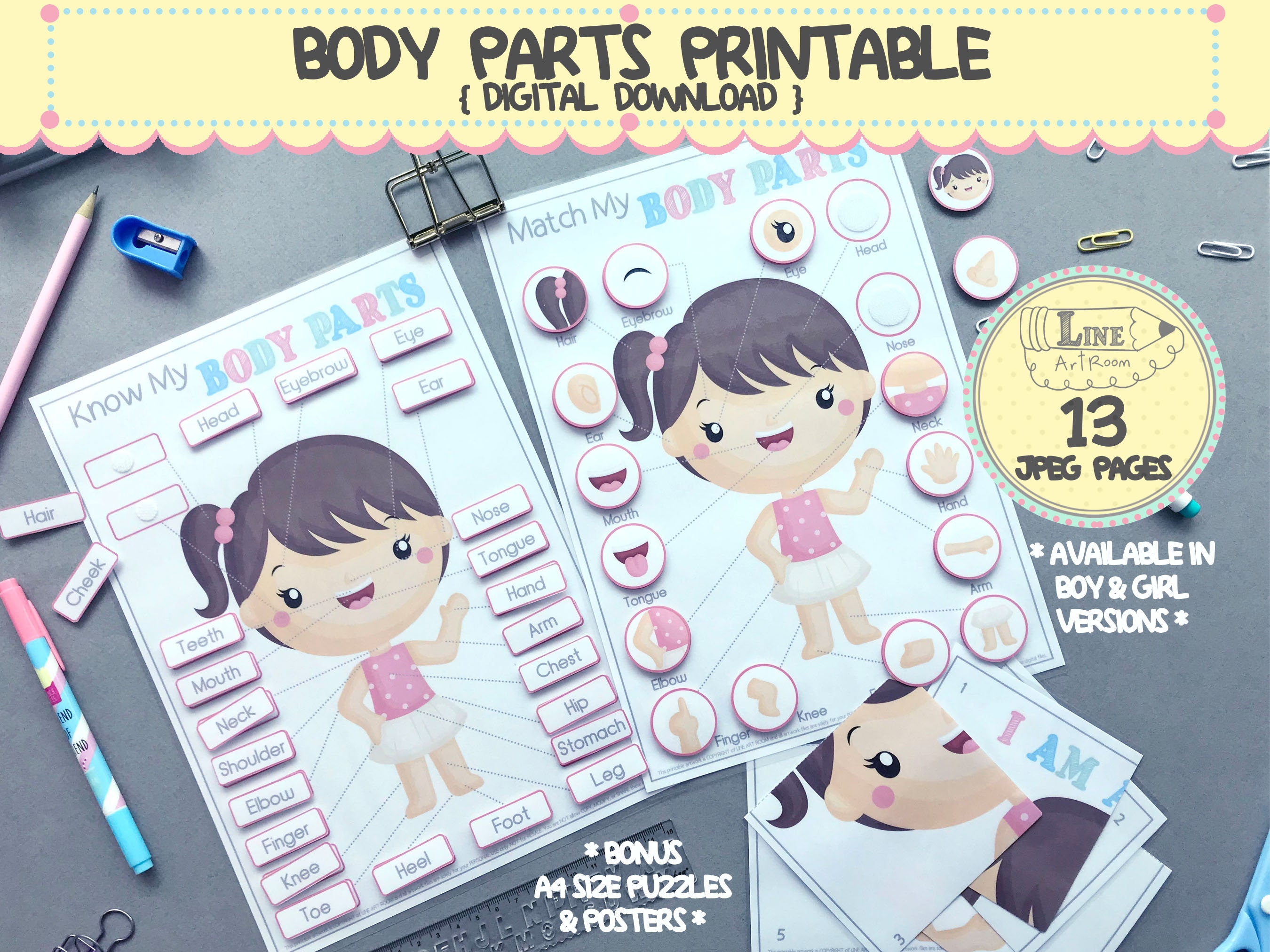 Body Parts Printable as Downloadable Toddler Activities. - Etsy