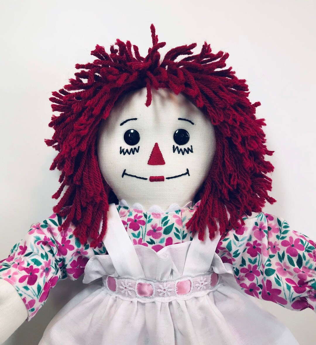 15 Inch Handmade Raggedy Ann Doll; Red, Burgundy or Orange Hair, Pink ...