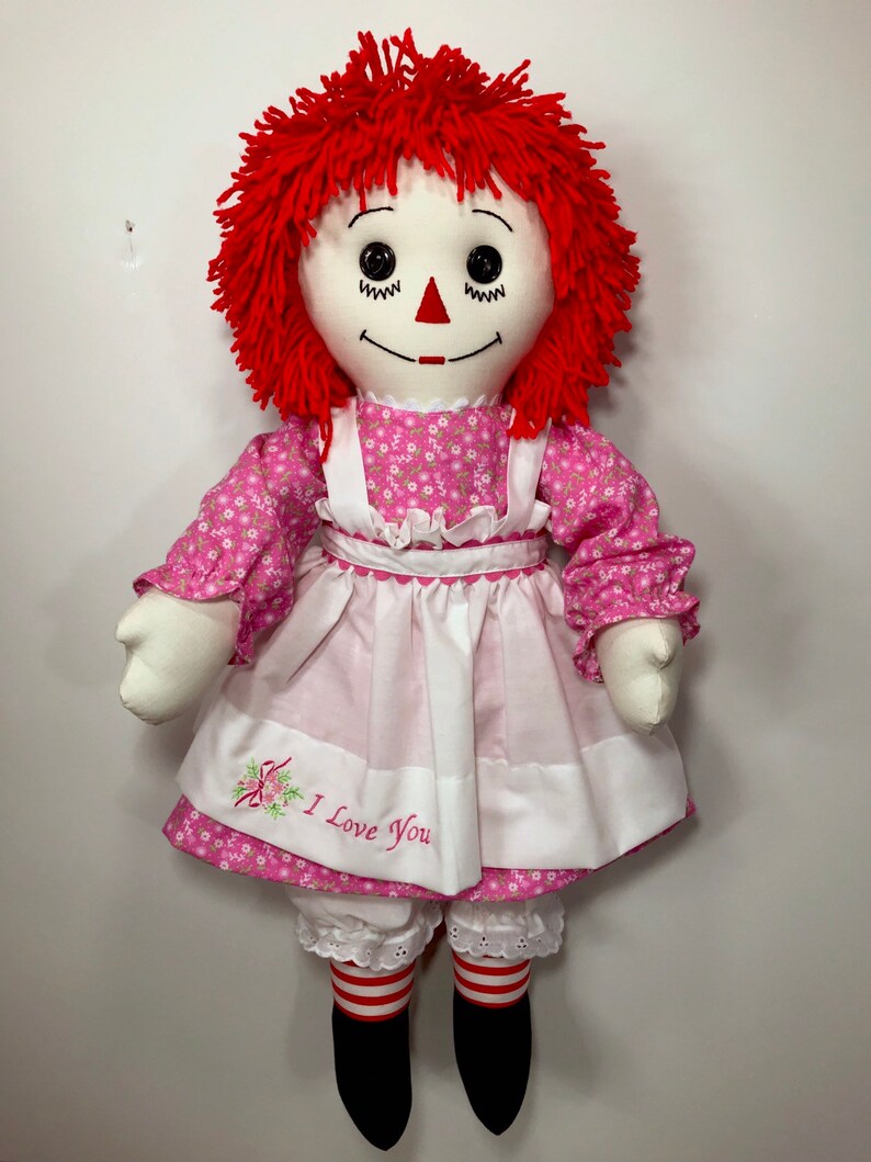 25 Inch Handmade Raggedy Ann Doll/red Hair, Pink Dress With White ...