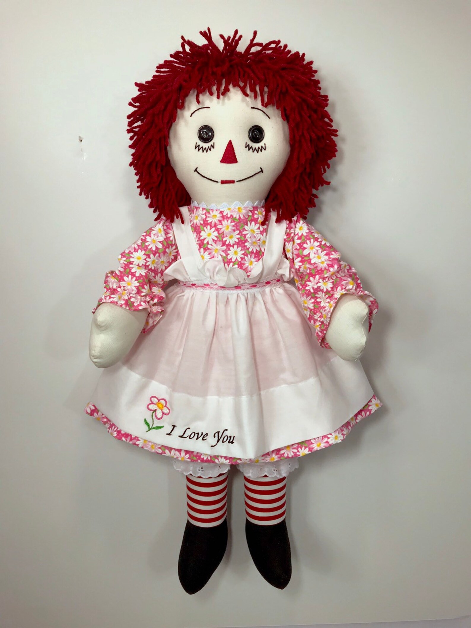 25 Inch Handmade Raggedy Ann Doll/red Hair Pink Dress With - Etsy