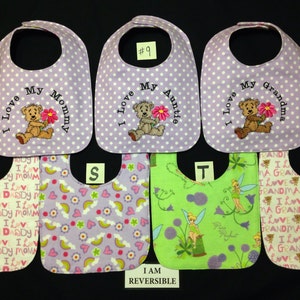 Reversible, Handmade I Love My Mommy Baby Bib,grandma/ Mommy/auntie ...