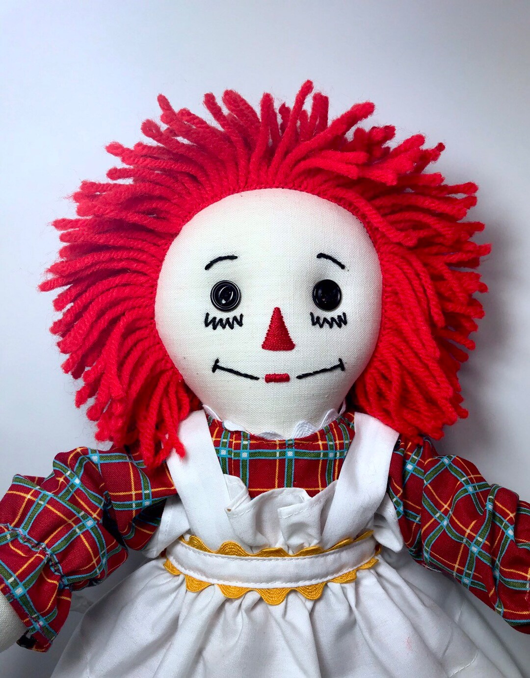 15 Inch Handmade Raggedy Ann Doll; Red or Orange Hair,red, Yellow ...