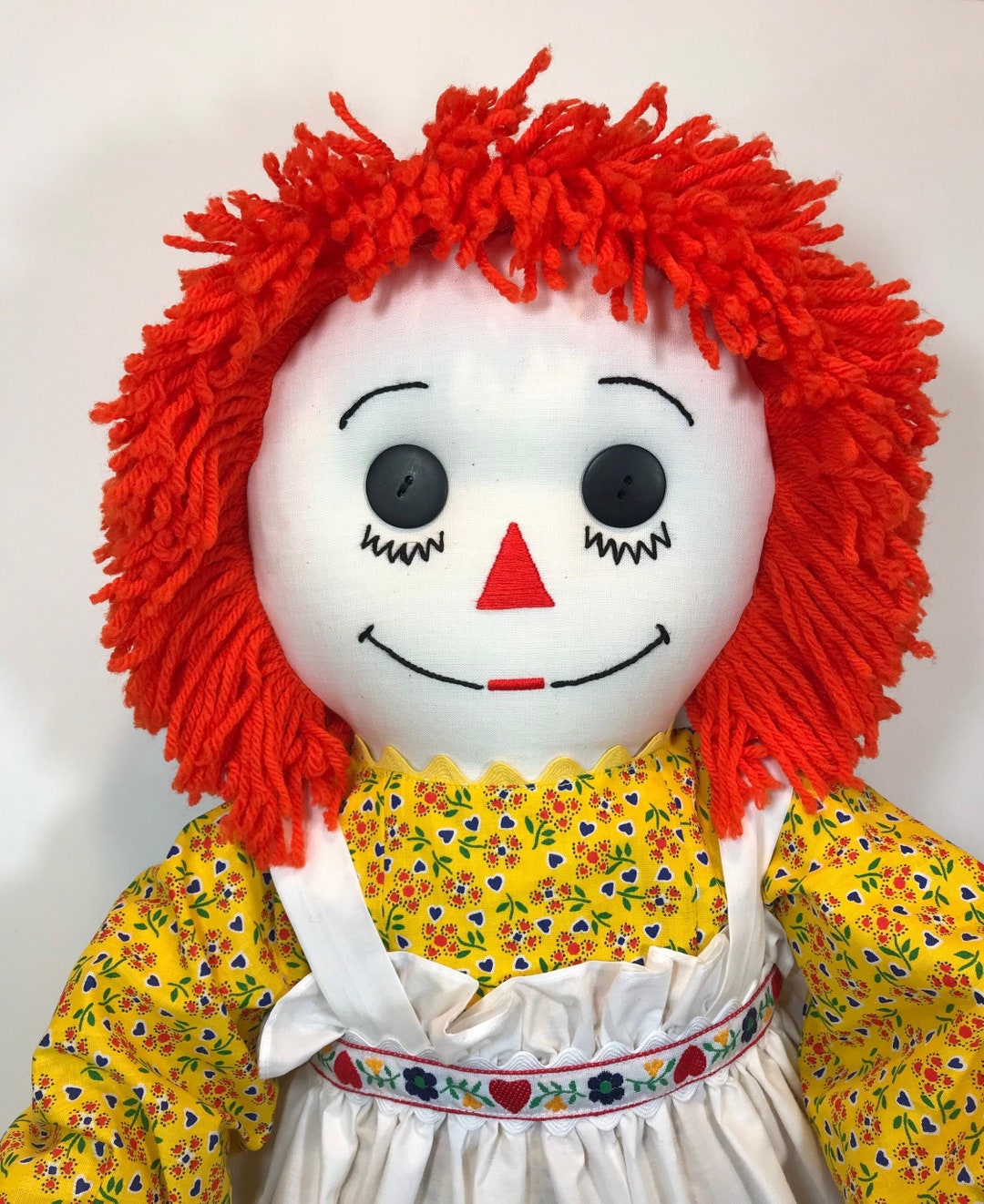 30 Inch RAGGEDY ANN Doll, Handmade, Orange Hair, Red or Yellow Floral ...