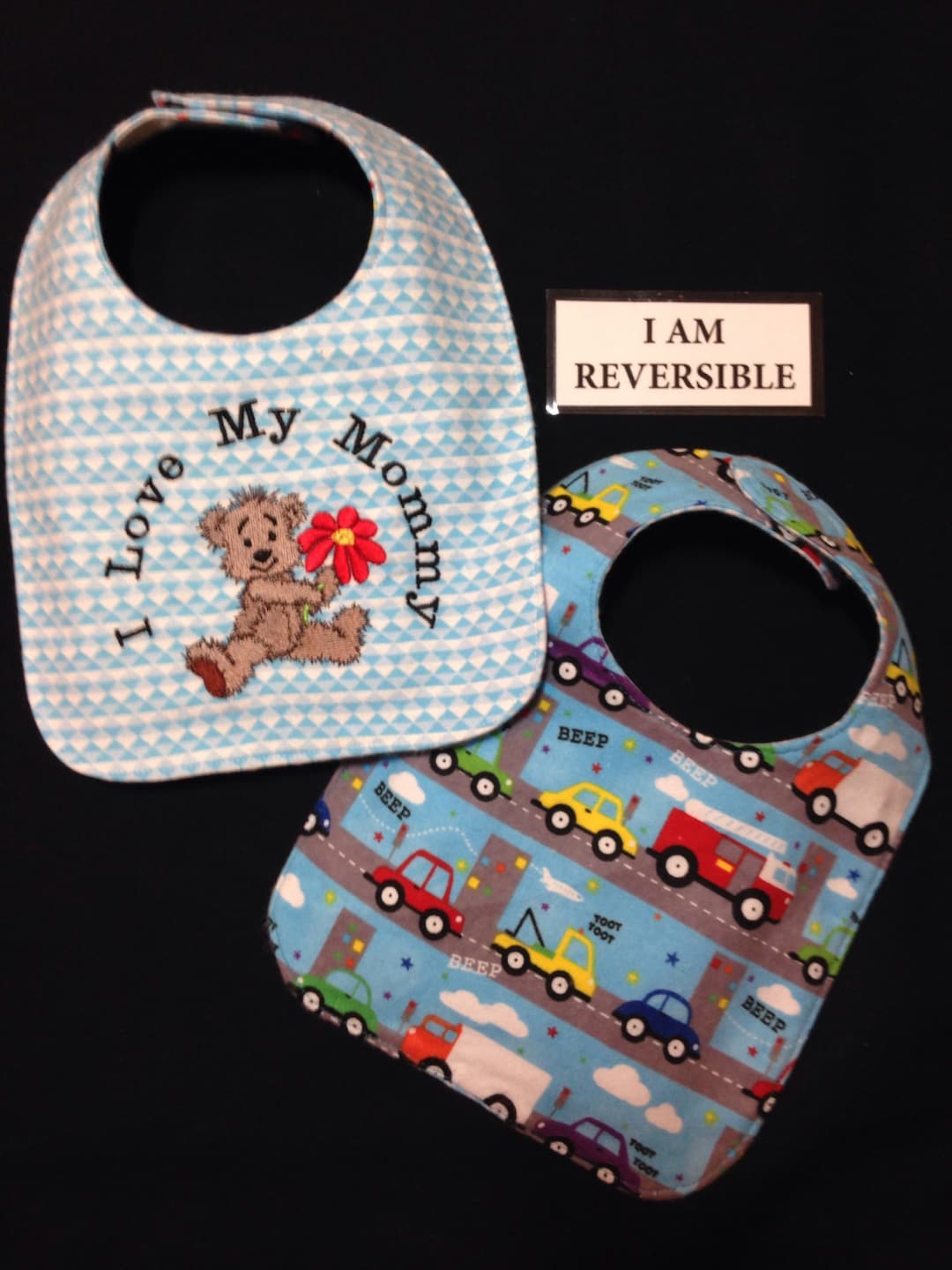 Reversible, Handmade I Love My Mommy Baby Bib,grandma/ Mommy/auntie ...