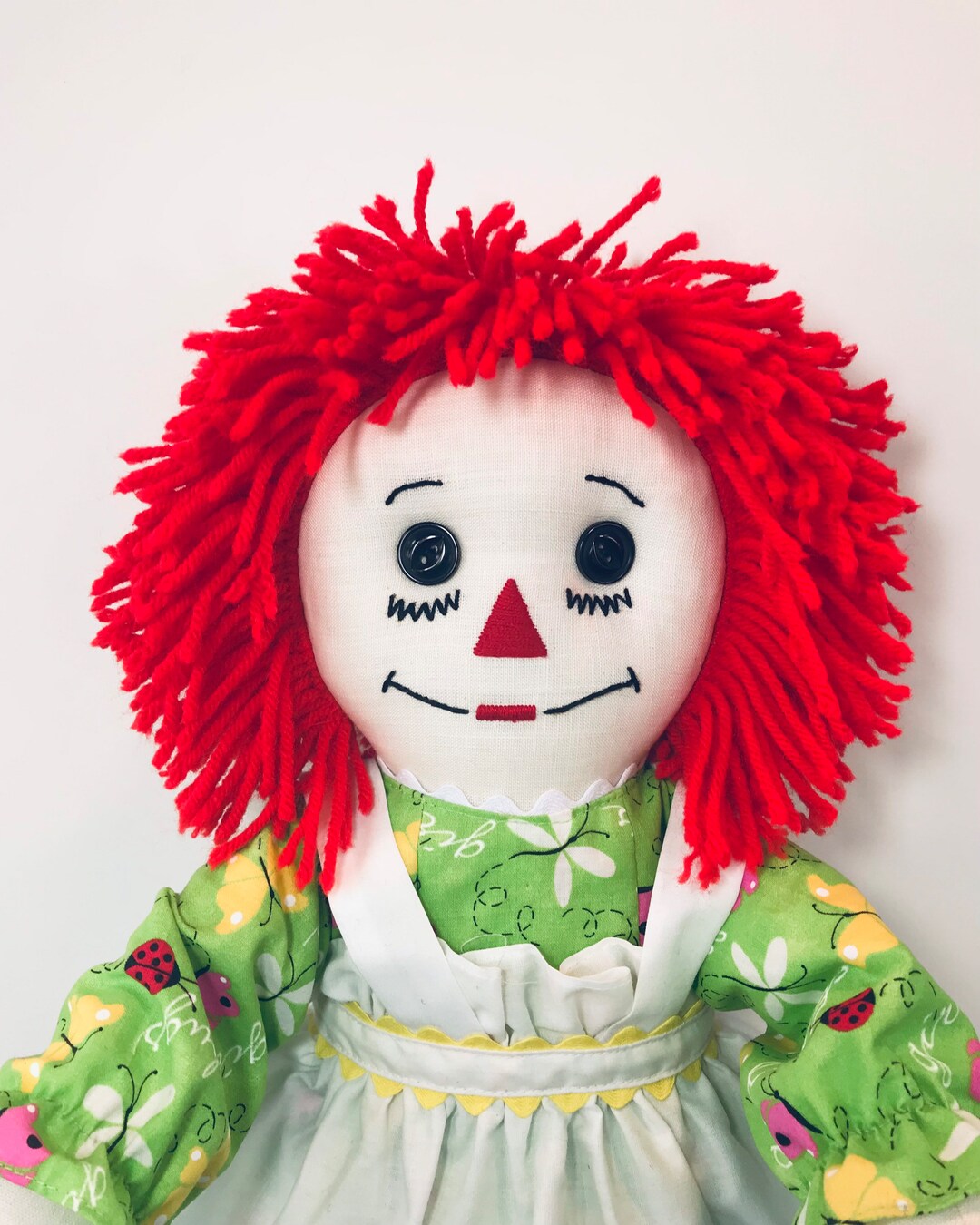 20 Inch Handmade Raggedy Ann Doll/orange or Red Hair, Green Dress With ...