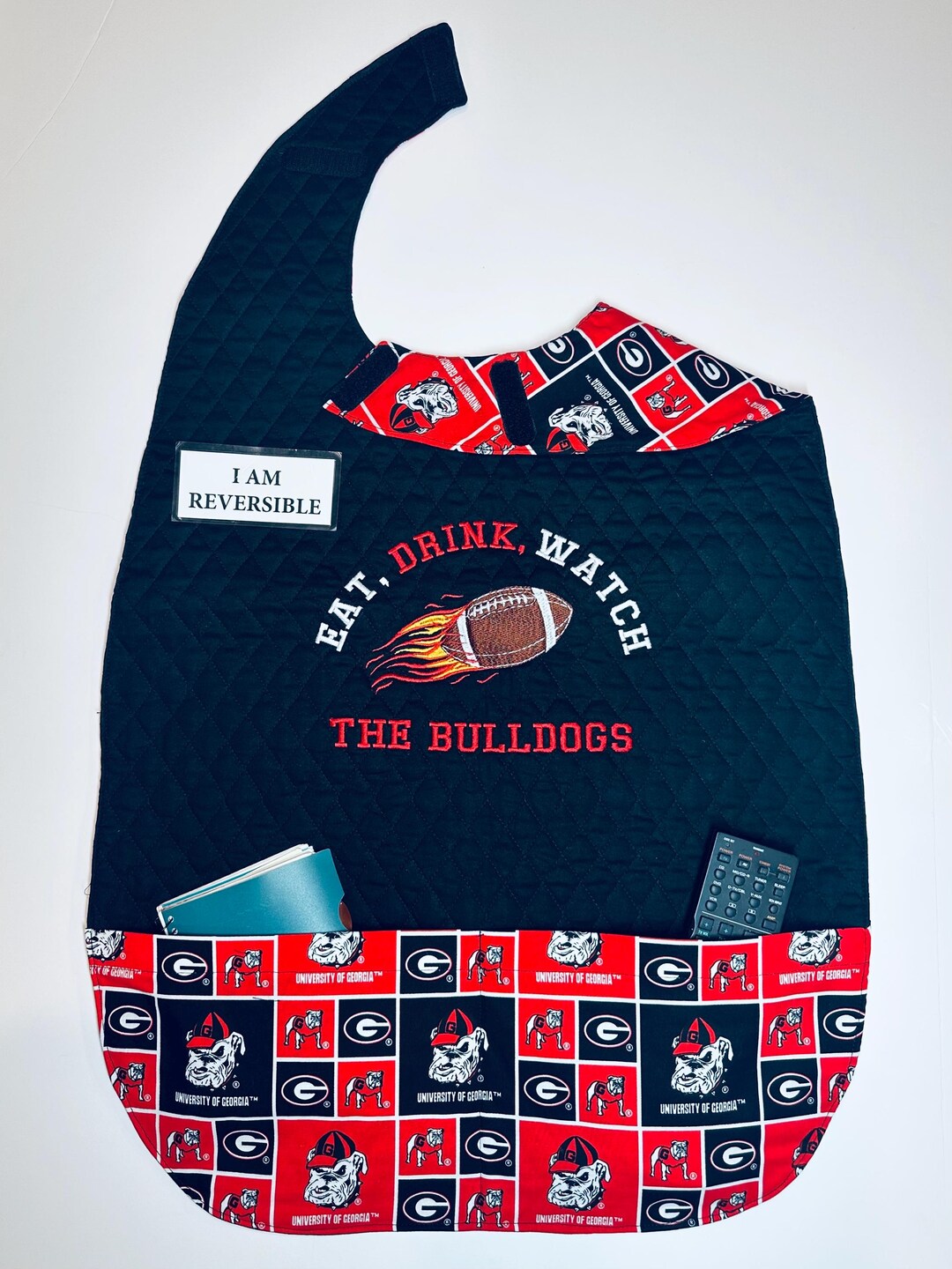REVERSIBLE, Georgia Bulldogs Football Adult Bib / Clothing Protector ...