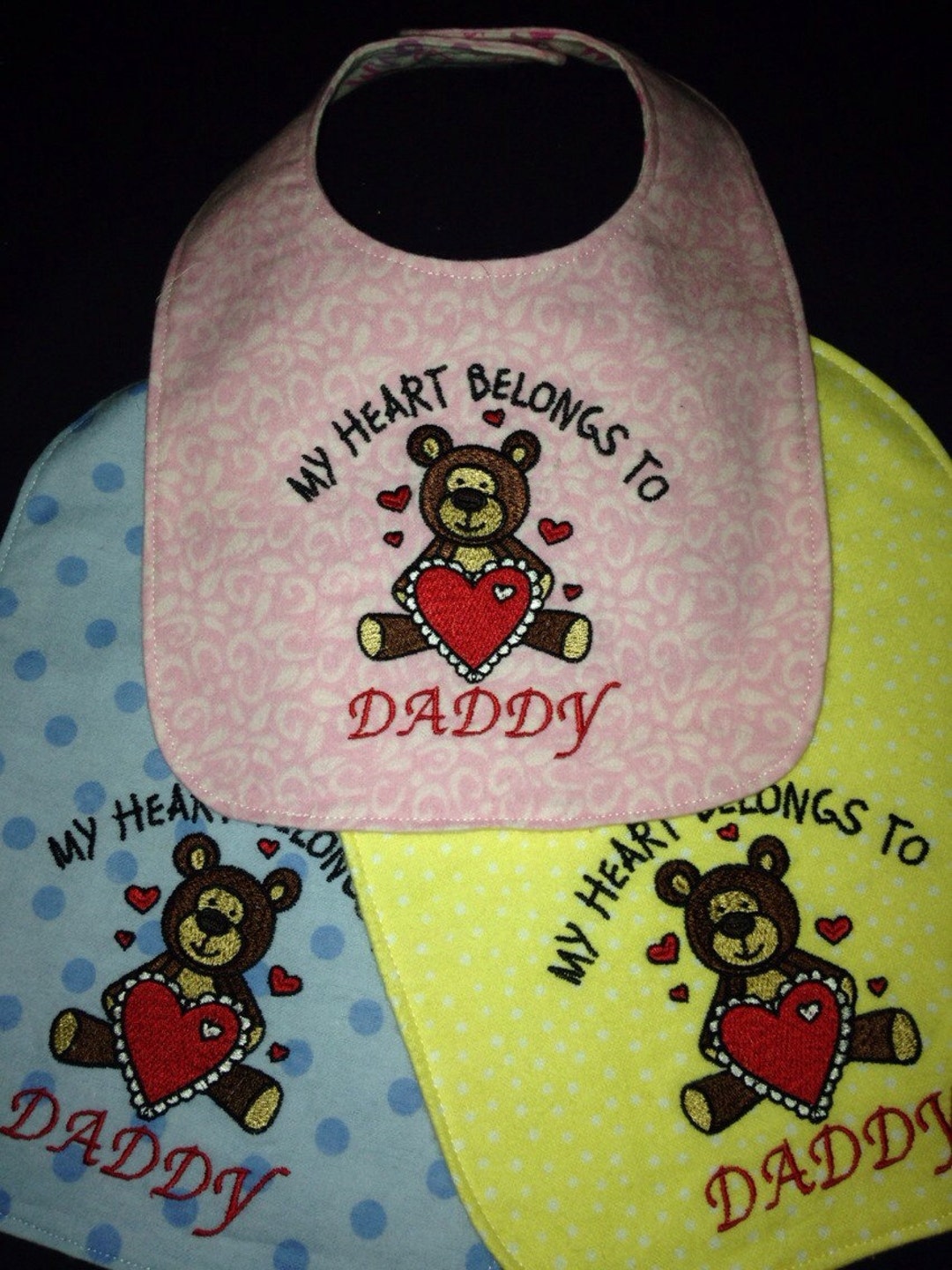 Reversible, DADDY Baby Bib, Adorable, Handmade, Embriodered Bib; My ...