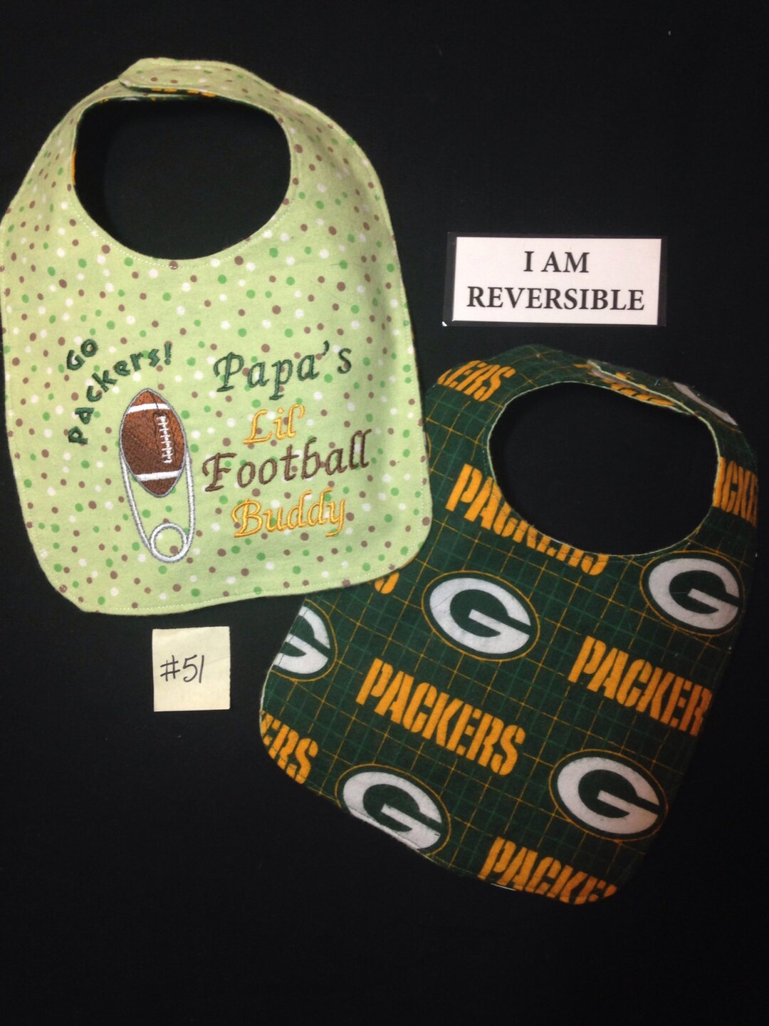 REVERSIBLE Green Bay PACKERS Inspired Baby Bib;papa's Little Football ...