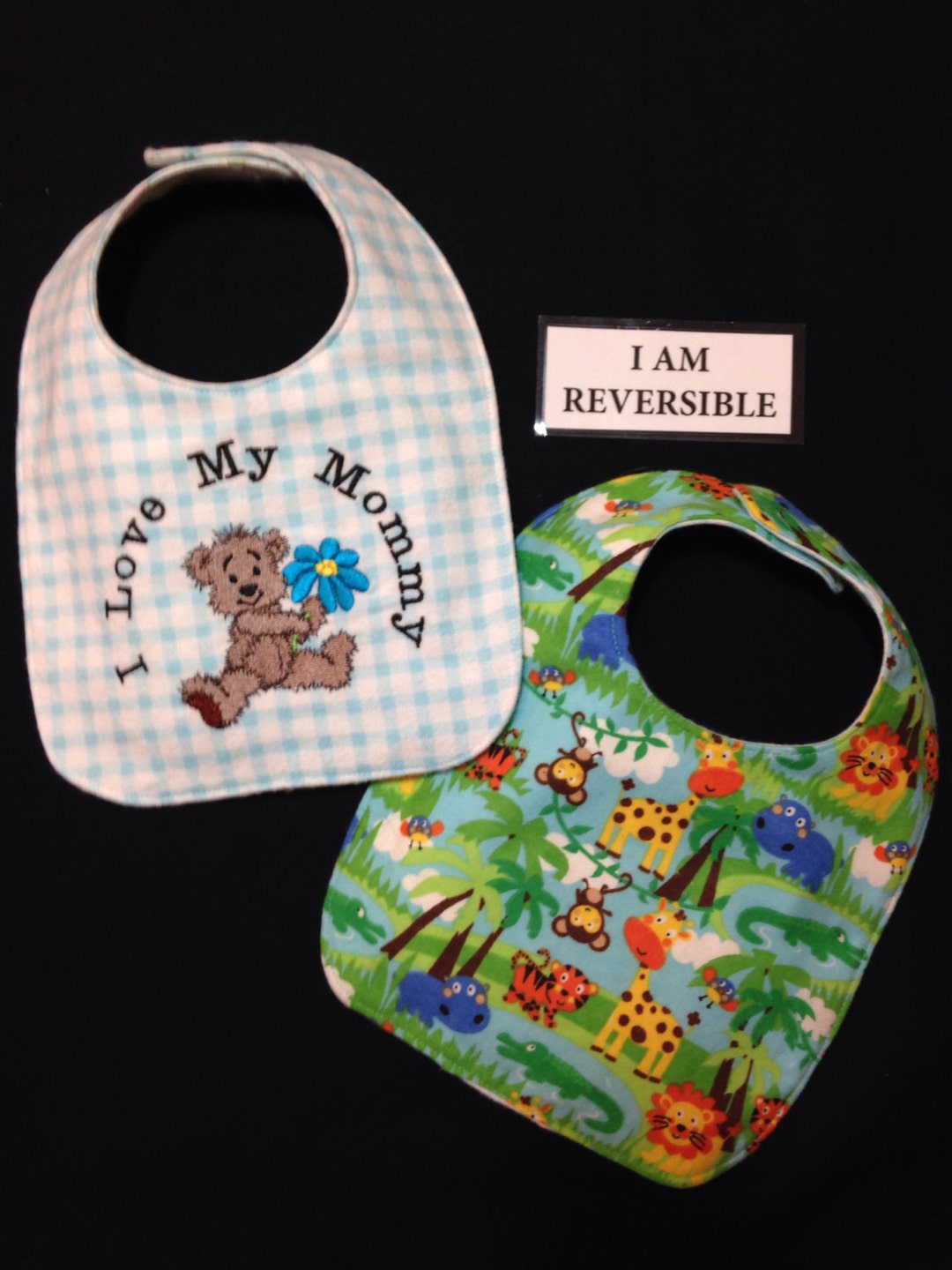 Reversible, Handmade I Love My Mommy Baby Bib,grandma/ Mommy/auntie ...