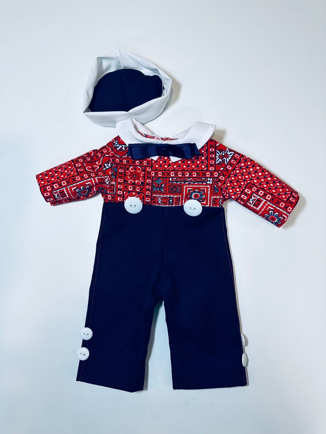 Andy Suit and Hat to Fit Raggedy Andy; Red Handkerchief Shirt and Blue ...