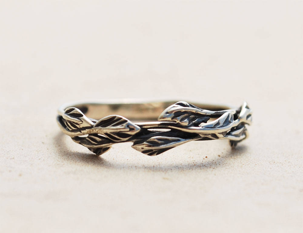 Leaf Ring Sterling Silver Leaf Ring Nature Inspired Ring | Etsy