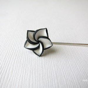 Black & White Flower Lapel Pin: Polymer Clay Stick Pin - Etsy