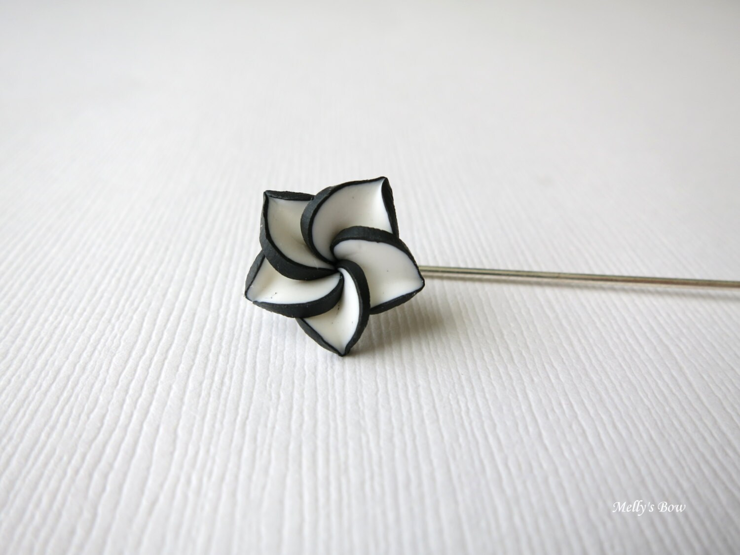 Black & White Flower Lapel Pin: Polymer Clay Stick Pin - Etsy