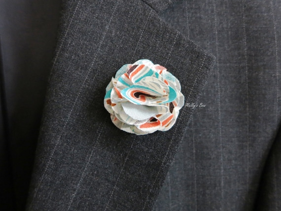 Men's Lapel Flower Pin Boutonniere Fabric Flower | Etsy